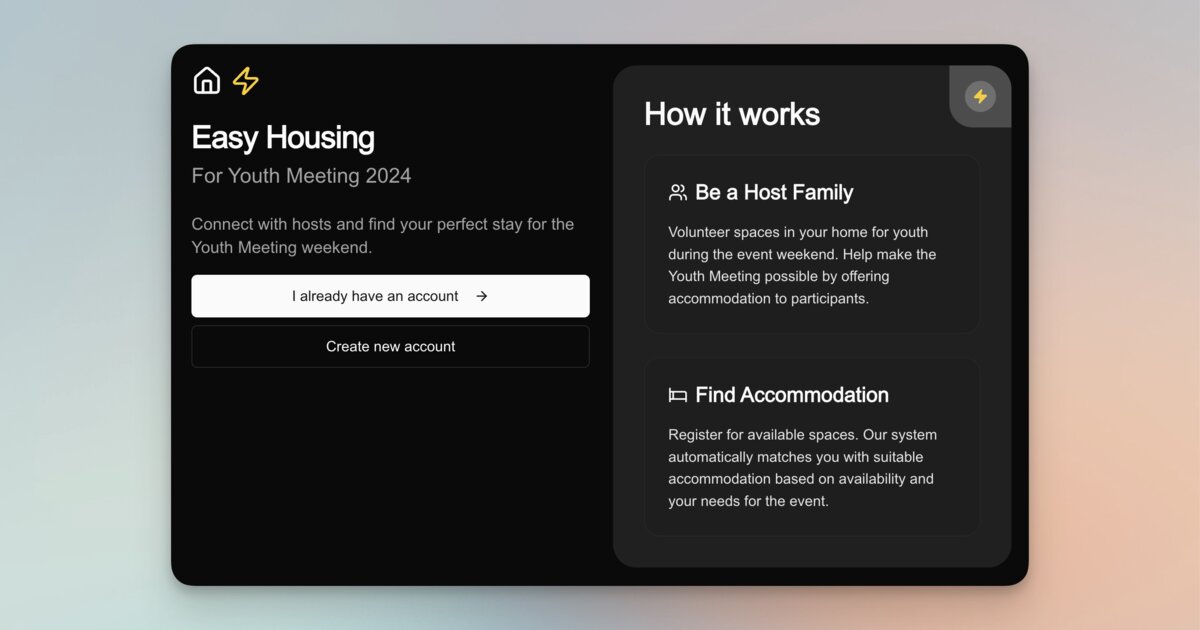 Easy Housing | Youth Meeting Accommodation